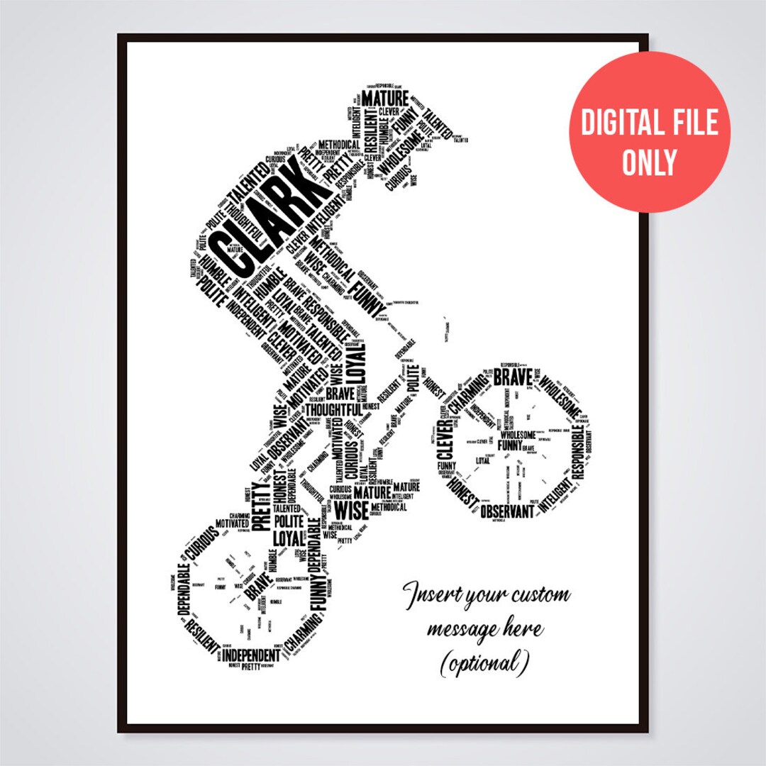 Custom BMX Poster DIGITAL ONLY, Custom Word Wall Art, Decor, Digital ...