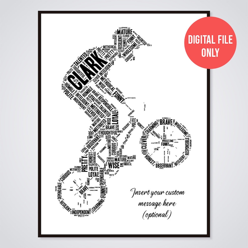 Custom BMX Poster DIGITAL ONLY, Custom Word Wall Art, Decor, Digital ...