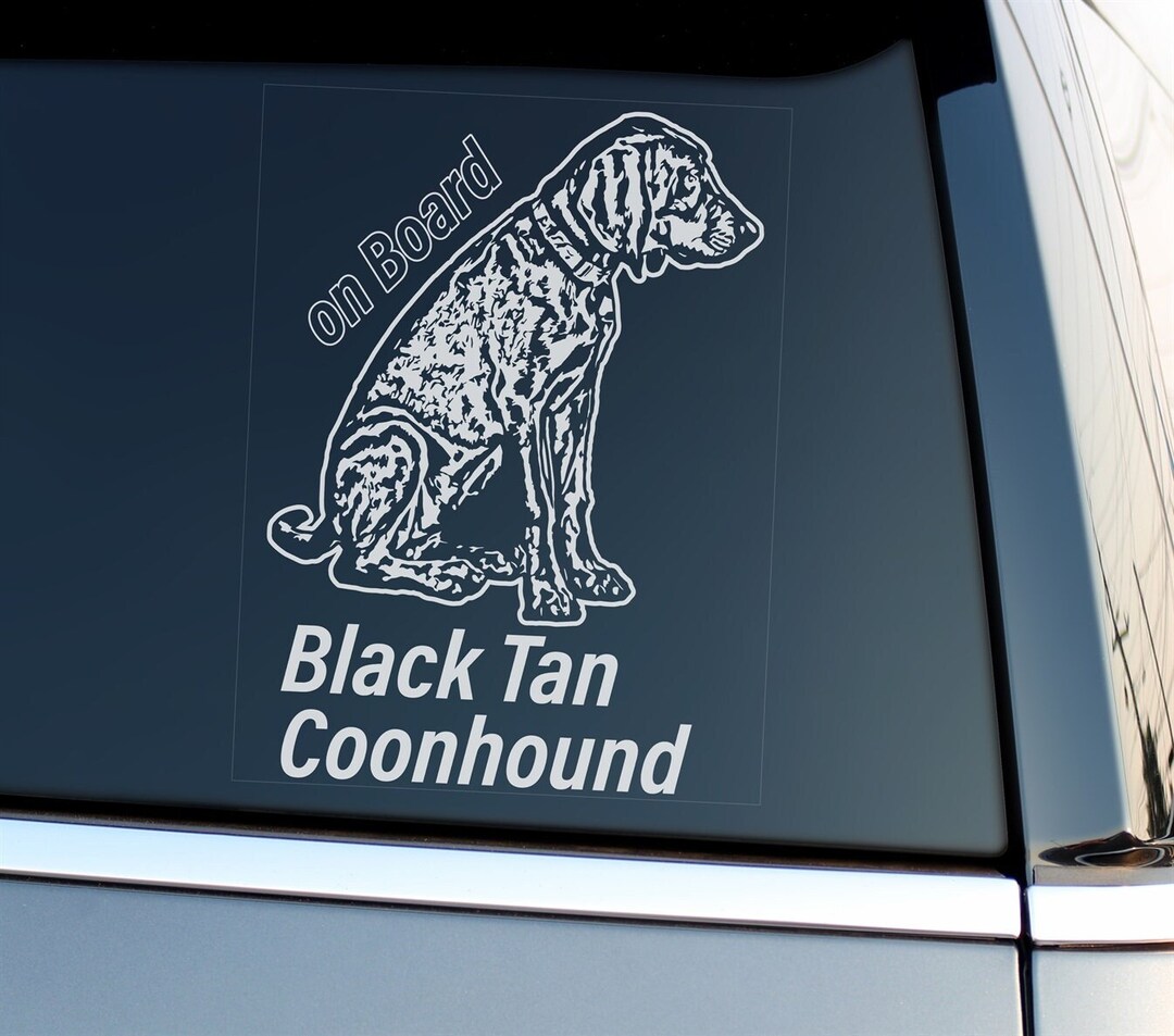 Black Tan Coonhound Decal Dog Sign Decal Black Tan Coonhound on Board ...