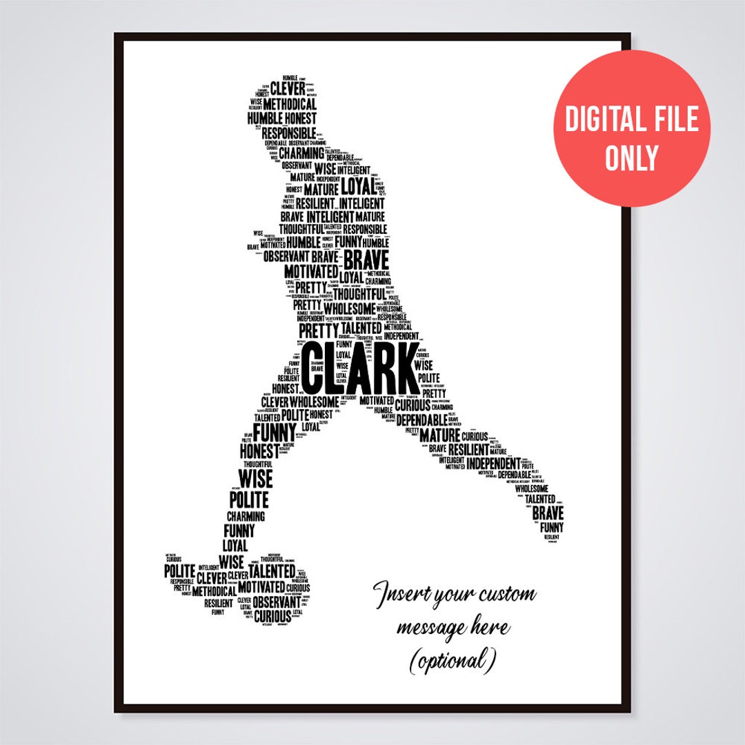 Custom Soccer Poster DIGITAL ONLY, Custom Word Wall Art, Decor, Digital ...