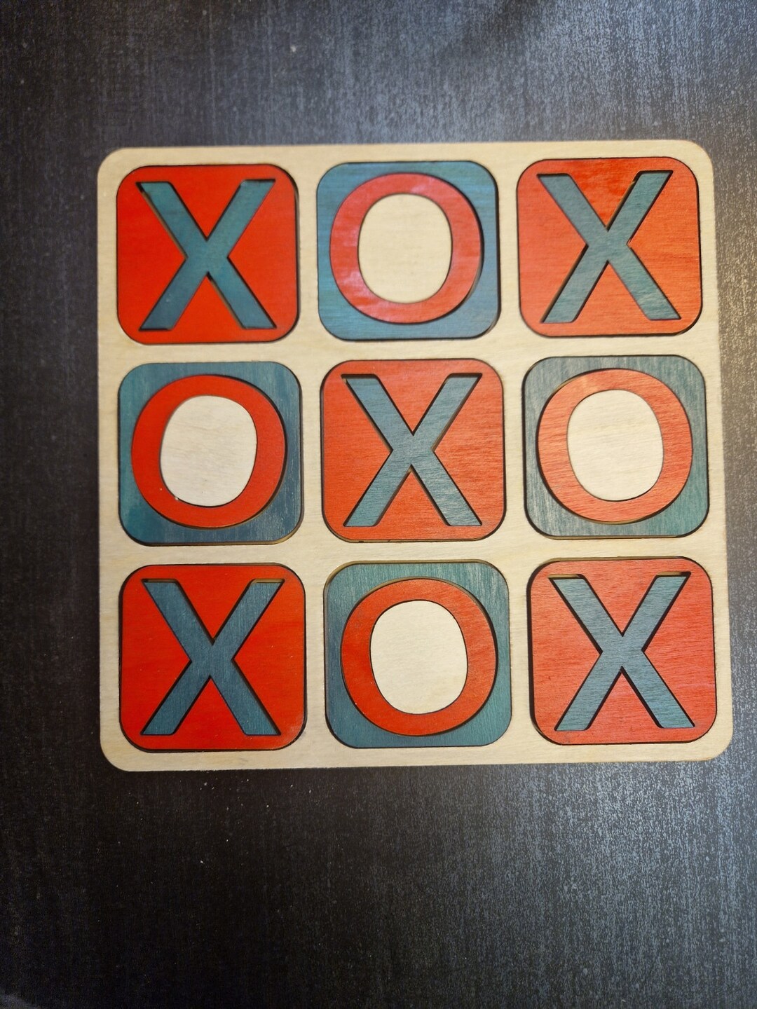 Noughts and Crosses Wooden Game. Child's Toy. Tic Tac Toe Game. Hand ...