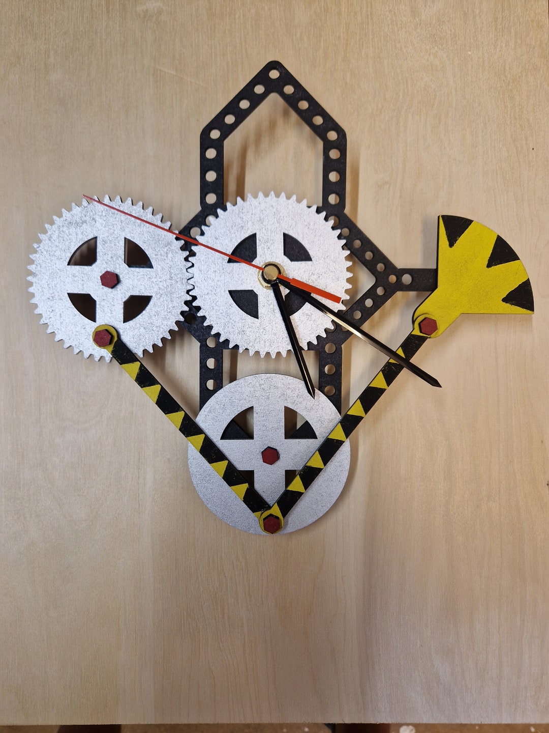 Steampunk Wooden Clock. Gear Cog Clock. Hand Painted Clock, Battery ...