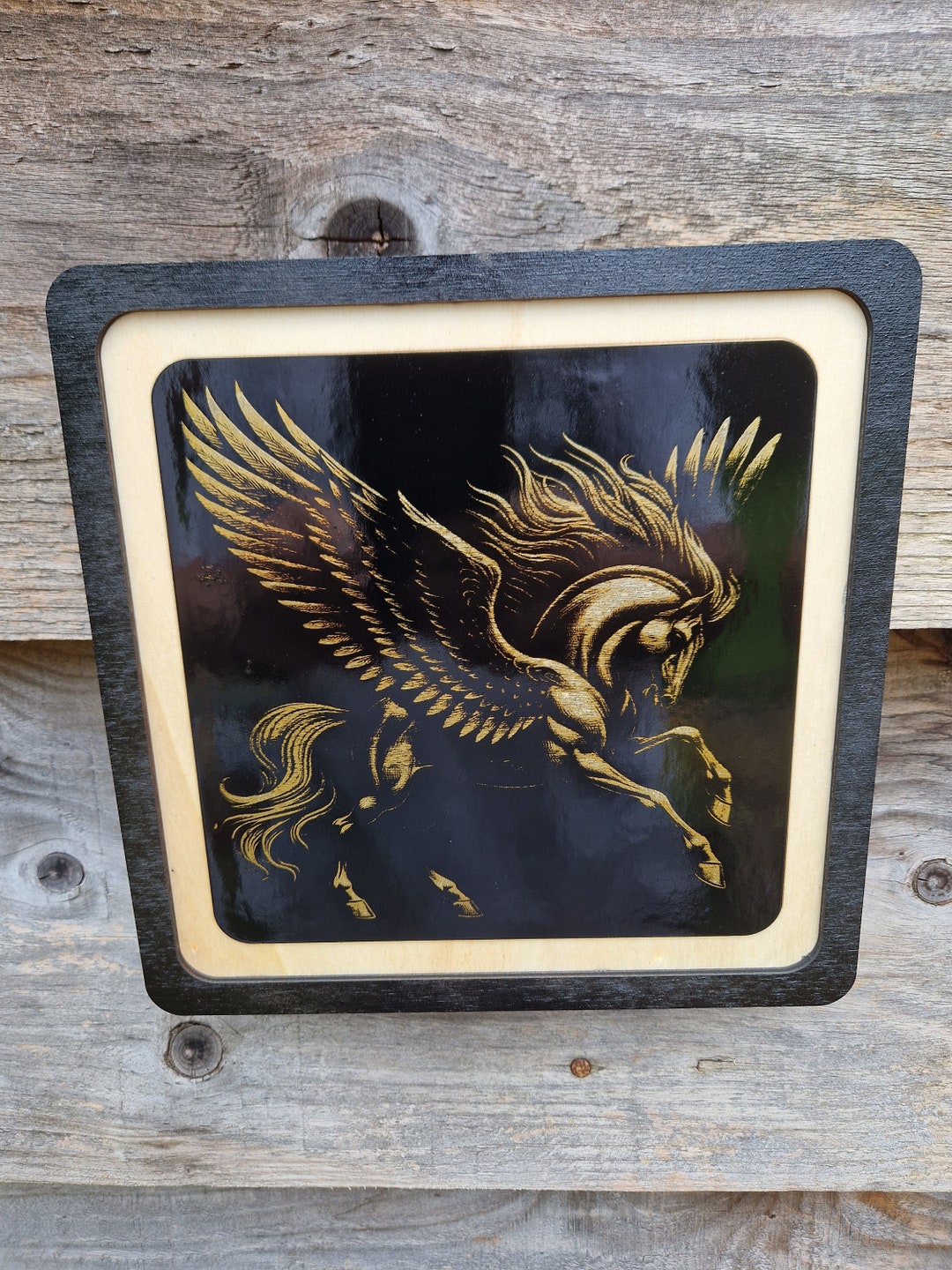 Pegasus. A Golden Flying Horse Wall Hanging Picture. - Etsy