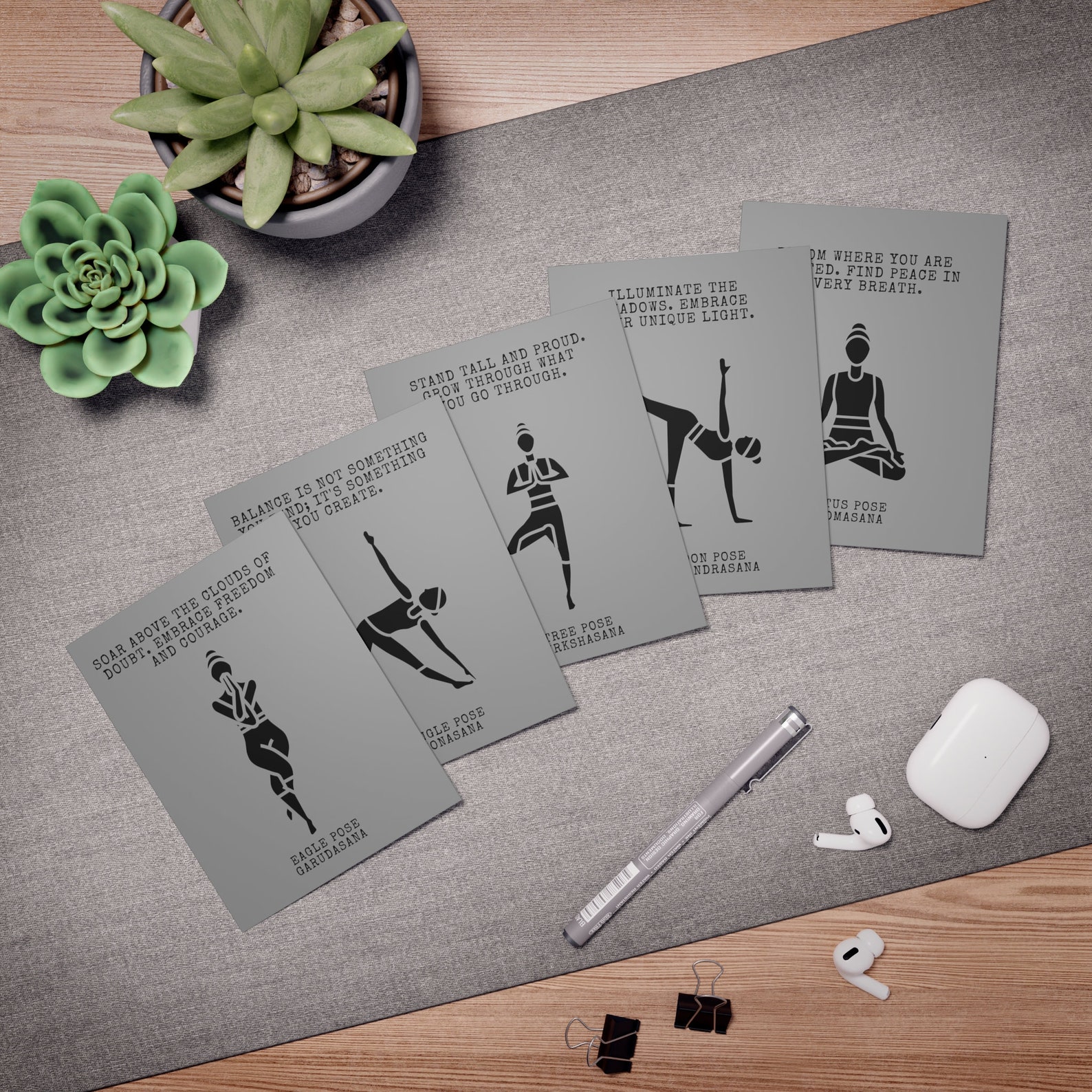 Zen Asana: Yoga Pose Inspiration Cards. Set ONE. Multi-design Greeting ...