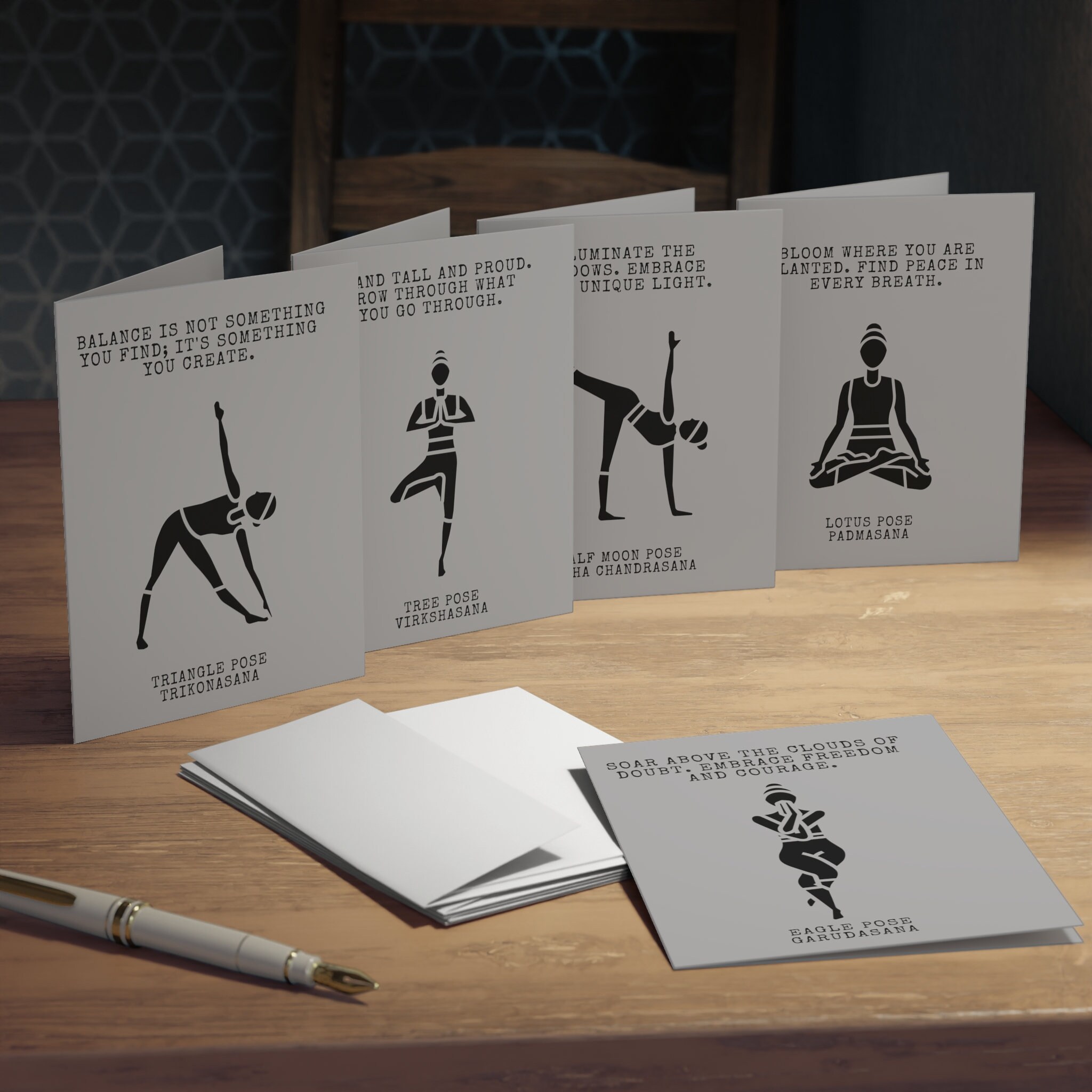 Zen Asana: Yoga Pose Inspiration Cards. Set ONE. Multi-design Greeting ...