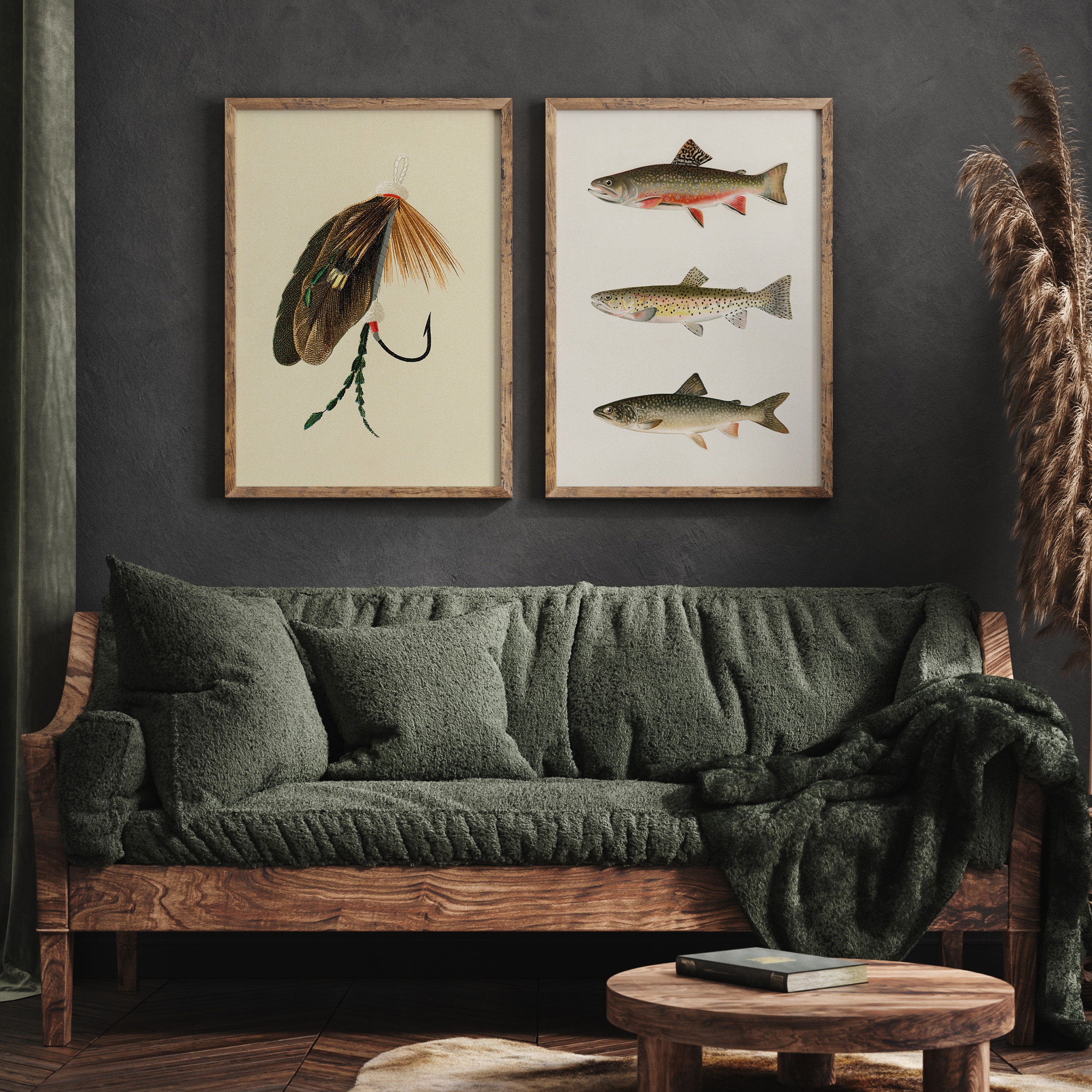 Fly Fishing Wall Print Set of 2 Lake Home Decor Printable Wall Art Man ...