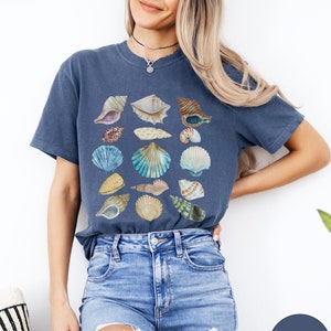 Sea Shell Watercolor Summer Beach Vacation Comfort Colors Shirt for ...
