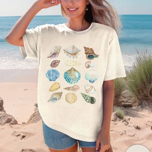 Sea Shell Watercolor Summer Beach Vacation Comfort Colors Shirt for ...