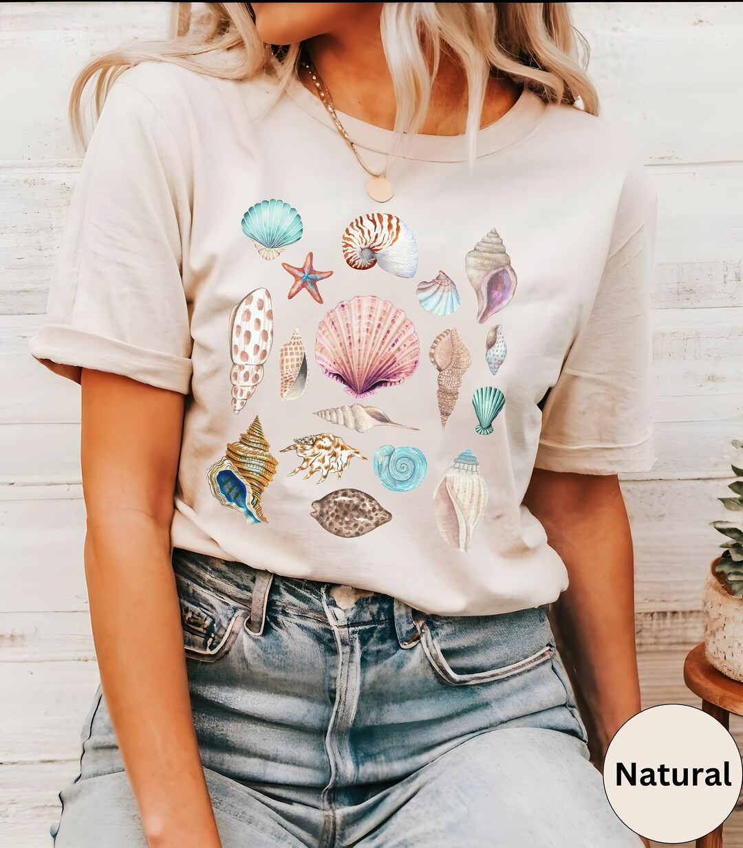 Sea Shell Shirt,womens Seashell Graphic Tee,seashell Tshirt,sea Shell ...