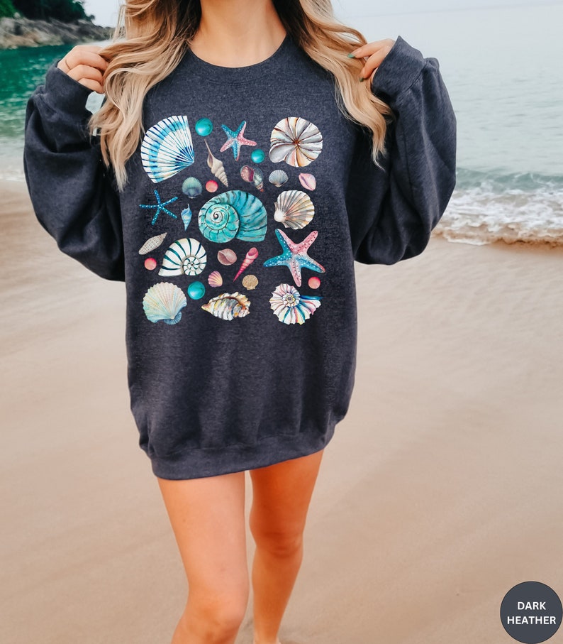 Sea Shell Summer Beach Vacation Sweatshirt for Women,sheashell Sweaters ...