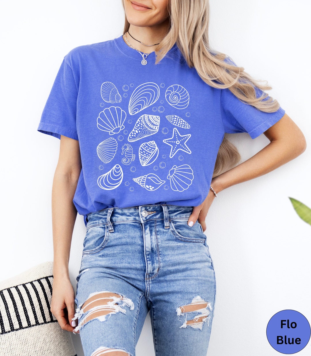 Sea Shells in White Summer Beach Vacation Comfort Colors Shirt,seashell ...