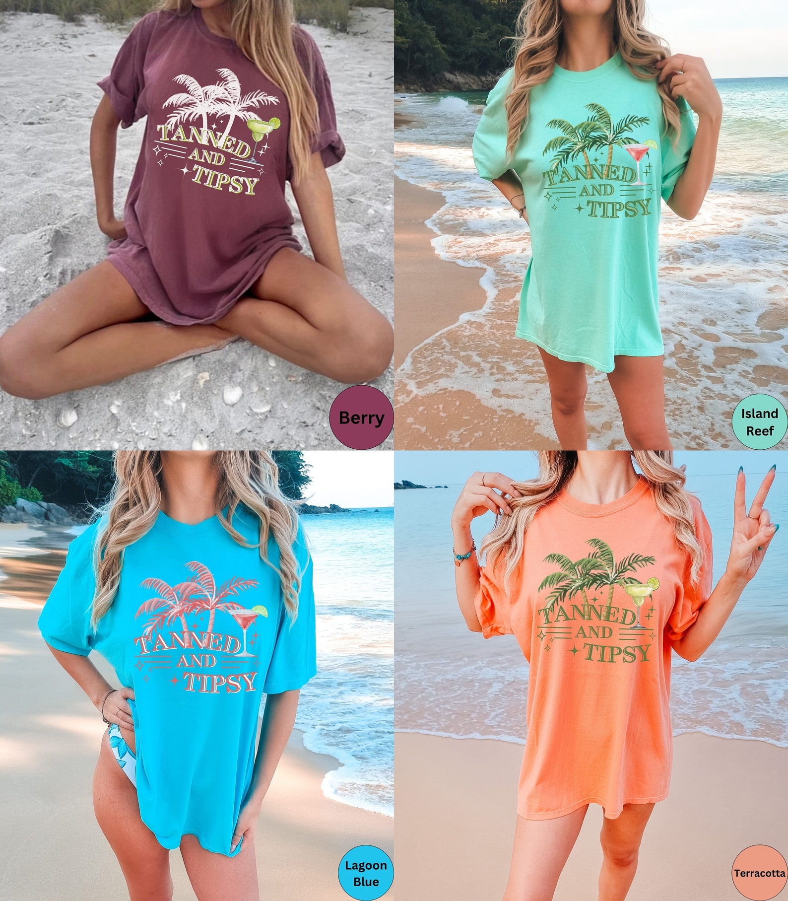 Tanned and Tipsy Comfort Colors Summer Beach Vacation Shirt ...