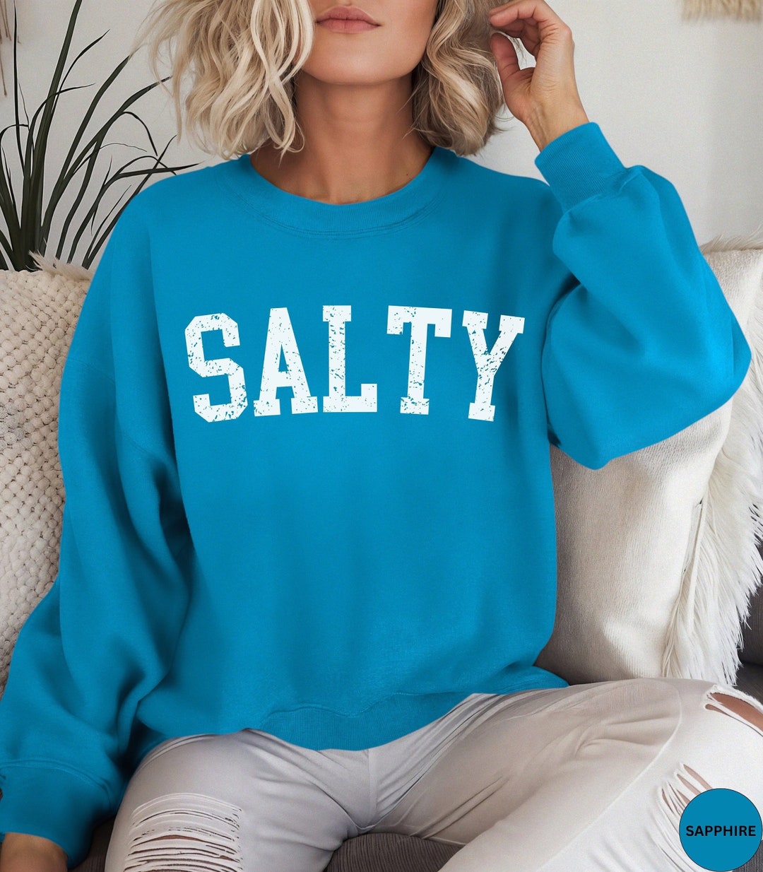 Salty Sweatshirt,salty Unisex Minimalist Summer Beach Vacation ...