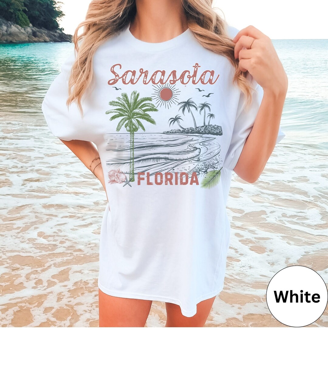 Sarasota Florida Vintage Comfort Colors Summer Beach Vacation Shirt ...