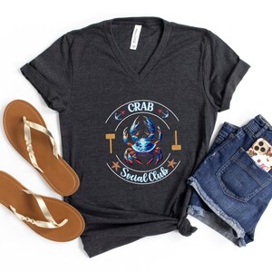 Crab Social Club Summer Beach Vacation V-neck Shirt,blue Crab Tshirt ...