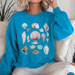 Sea Shell Summer Beach Vacation Sweatshirt,womens Graphic Shell Sweater ...