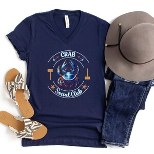 Crab Social Club Summer Beach Vacation V-neck Shirt,blue Crab Tshirt ...