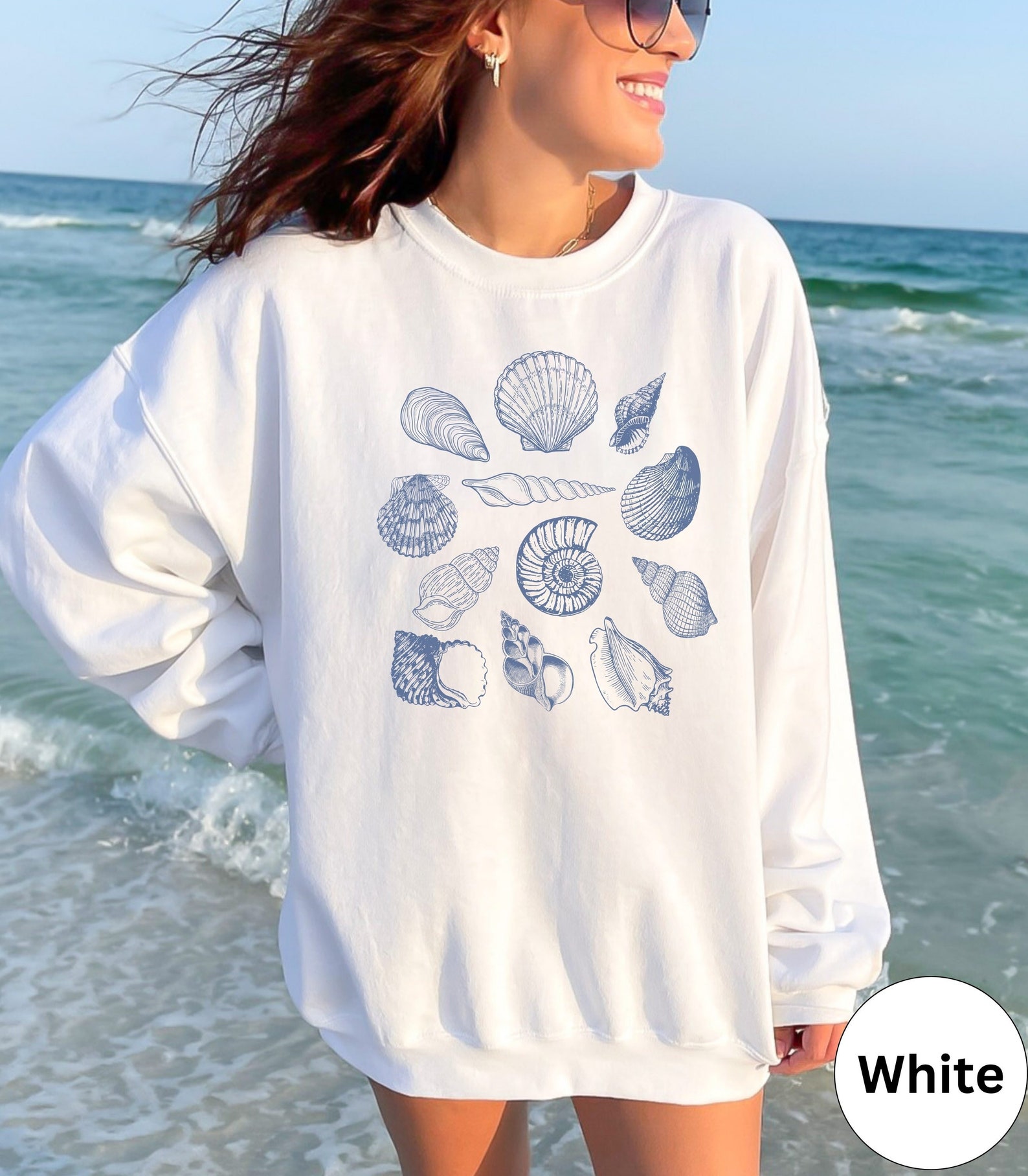 Seashell Summer Beach Vacation Crewneck Sweatshirt,sea Shell Sweater ...