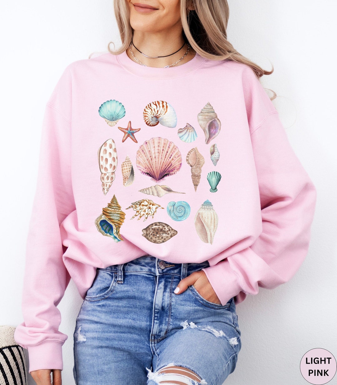 Sea Shell Summer Beach Vacation Sweatshirt,womens Graphic Shell Sweater ...