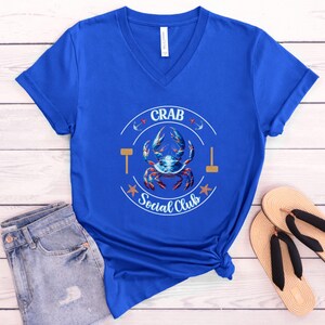 Crab Social Club Summer Beach Vacation V-neck Shirt,blue Crab Tshirt ...