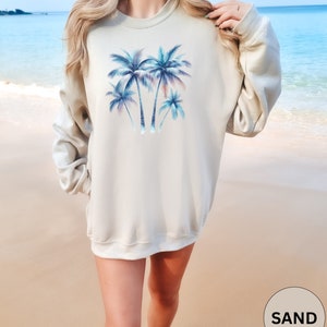 Tropical Palm Tree Sweatshirt,palm Tree Summer Beach Vacation Sweater ...