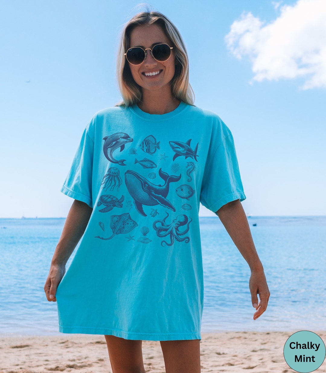 Sea Life Tattoo Shirt,comfort Colors Unisex Marine Life Vintage Tshirt ...