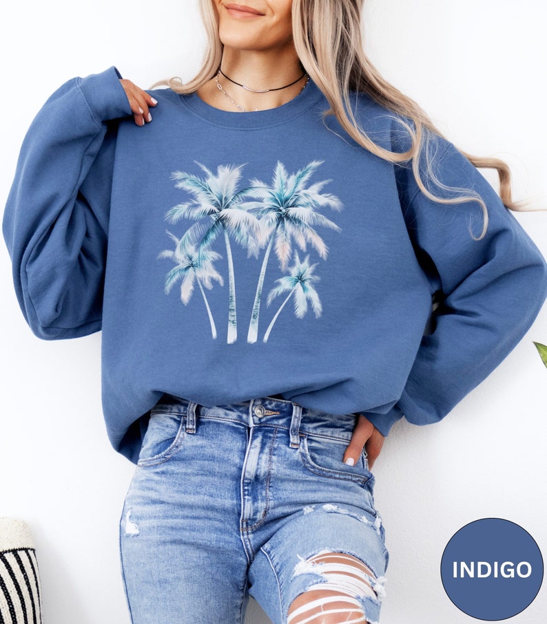 Tropical Palm Tree Sweatshirt,palm Tree Summer Beach Vacation Sweater ...