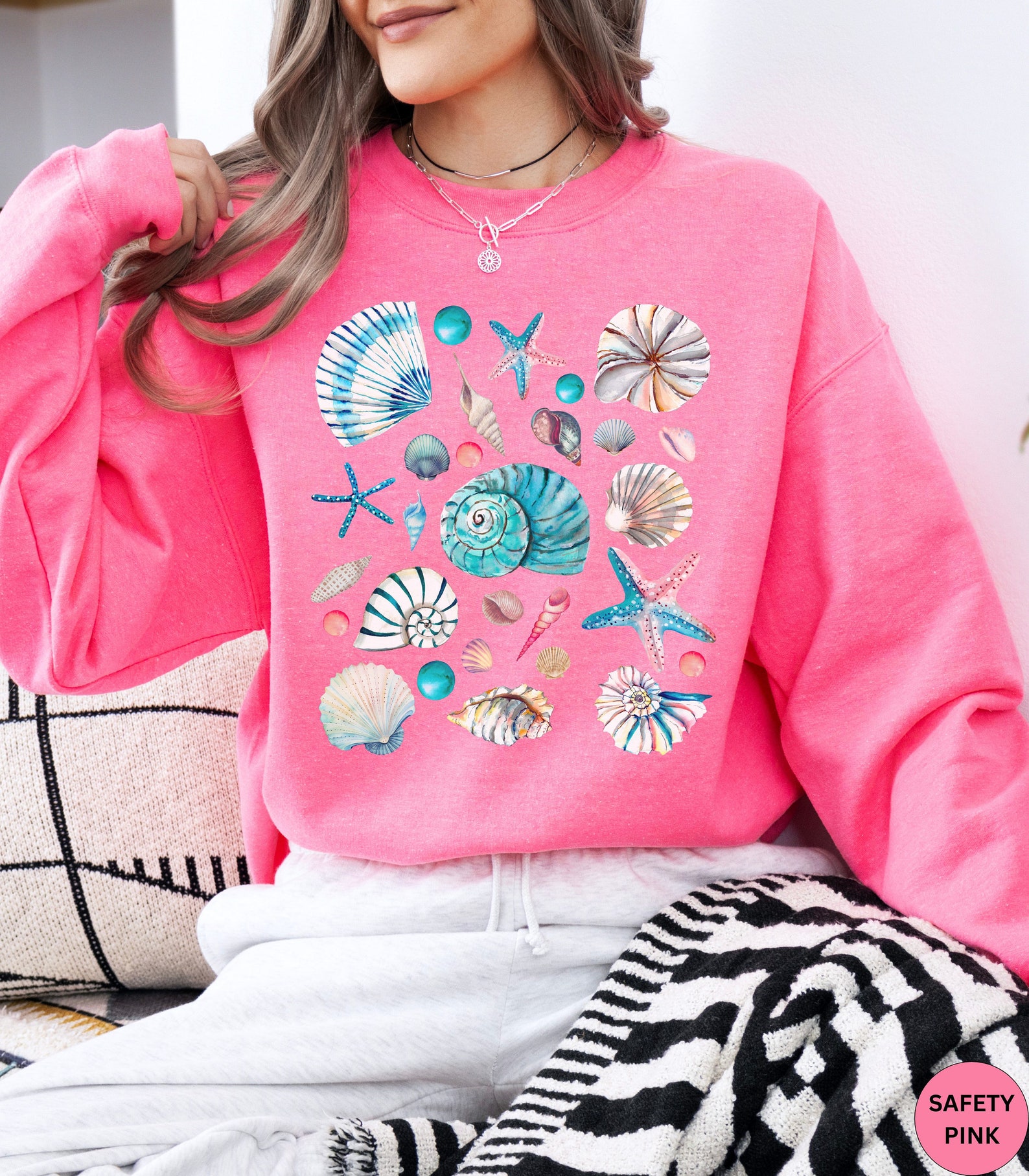Sea Shell Summer Beach Vacation Sweatshirt for Women,sheashell Sweaters ...