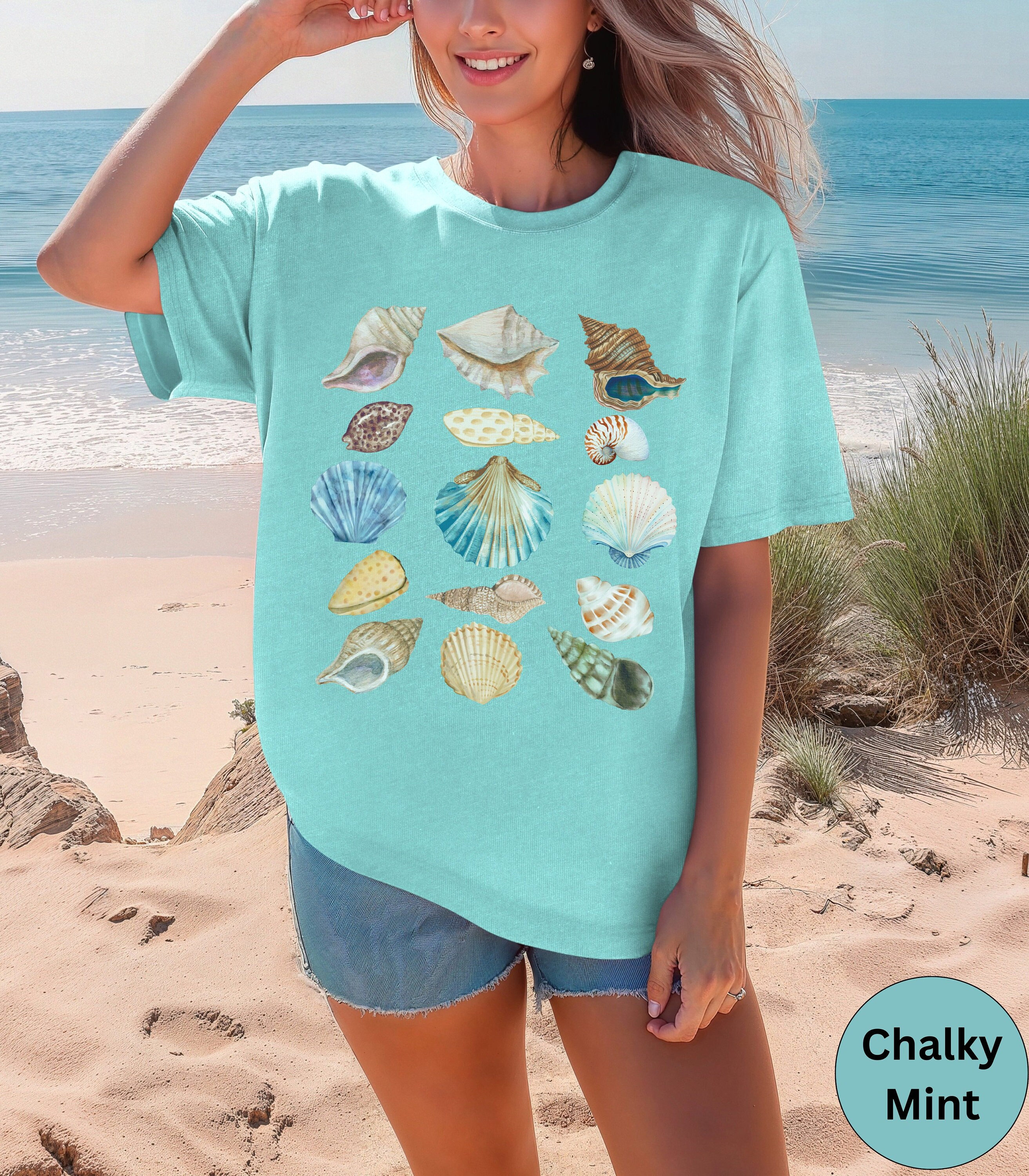 Sea Shell Watercolor Summer Beach Vacation Comfort Colors Shirt for ...