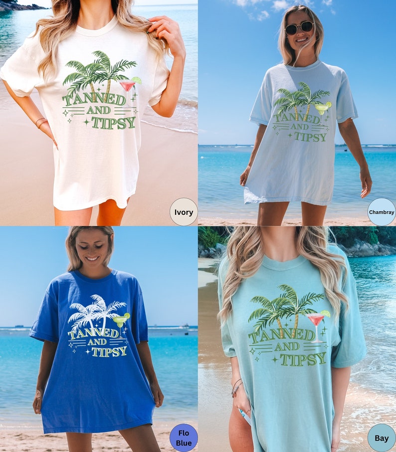 Tanned and Tipsy Comfort Colors Summer Beach Vacation Shirt ...