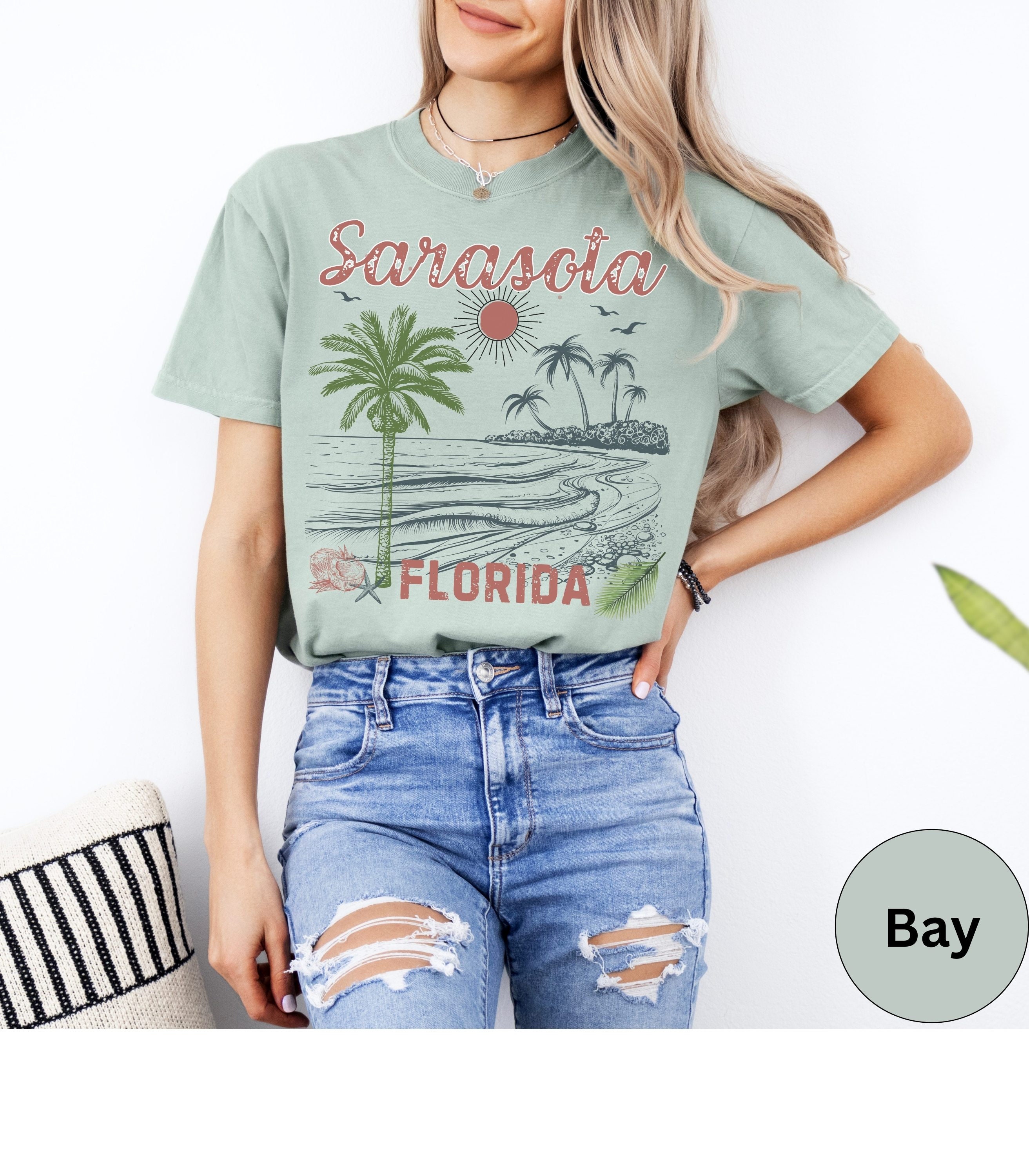Sarasota Florida Vintage Comfort Colors Summer Beach Vacation Shirt ...