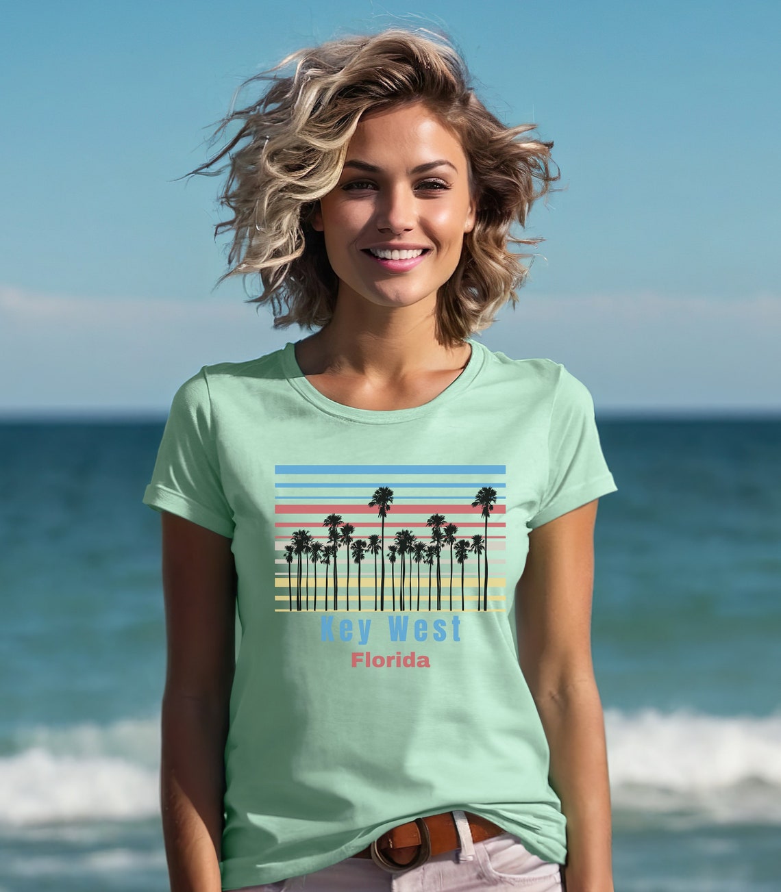 Key West Trendy Retro Tshirt for Women, Key West Beach Vacation ...