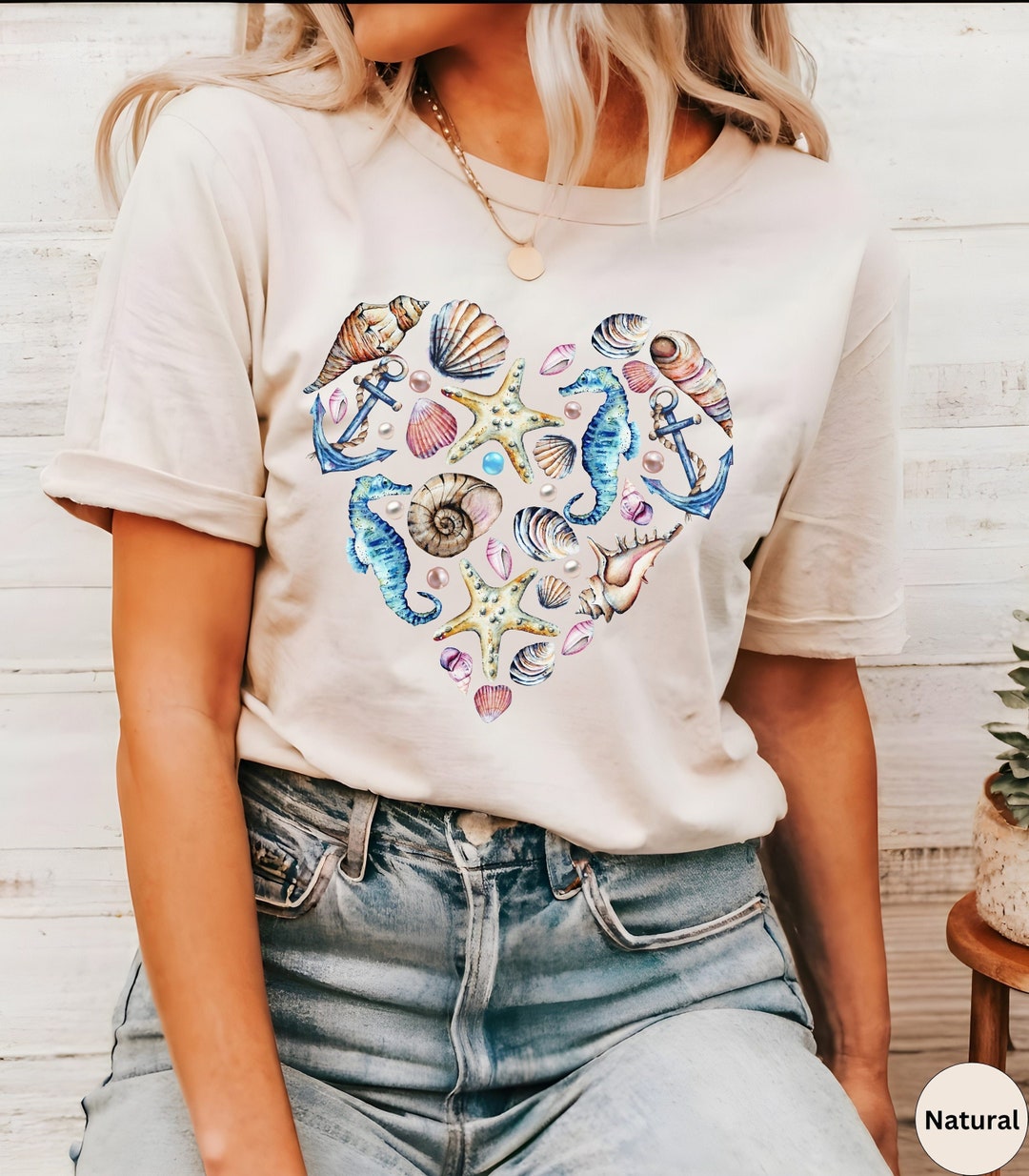 Sea Shell Heart Summer Beach Vacation Womens Shirt,seashell Tshirt ...