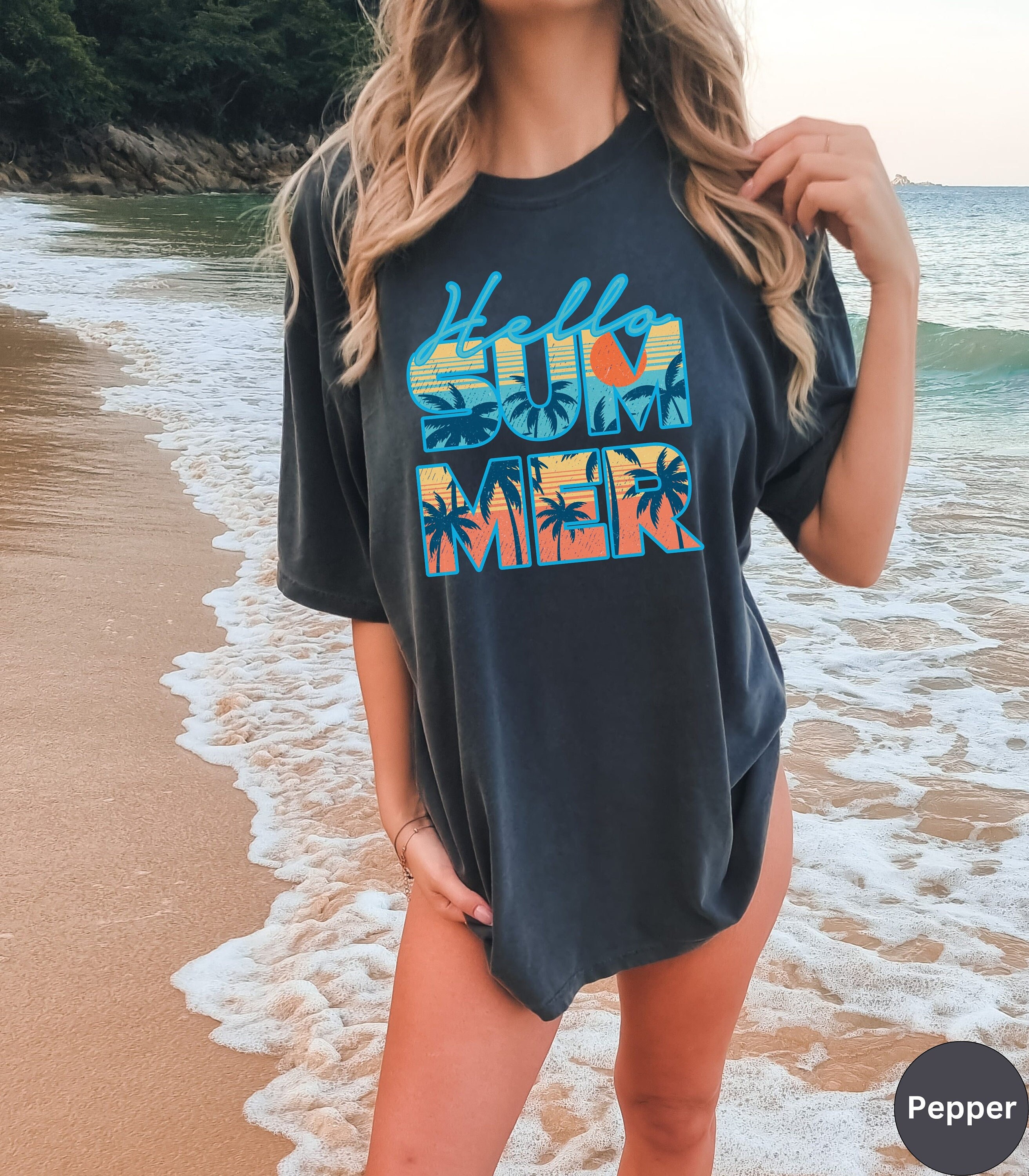Hello Summer Beach Vacation Unisex Comfort Colors Shirt,retro Beach ...
