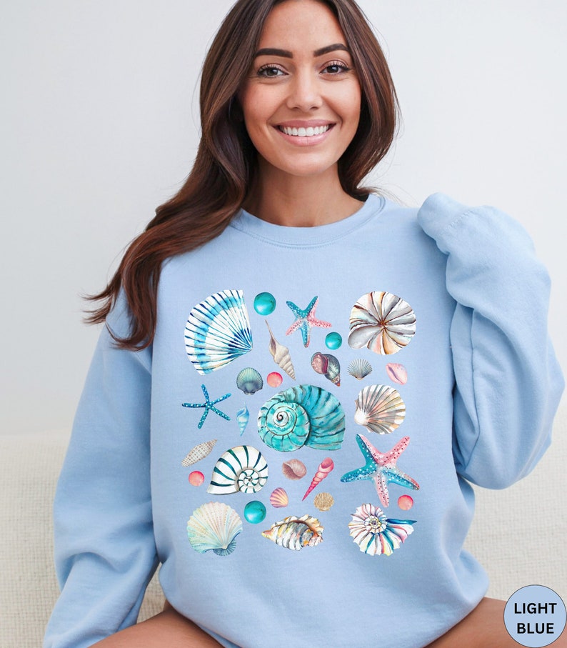 Sea Shell Summer Beach Vacation Sweatshirt for Women,sheashell Sweaters ...