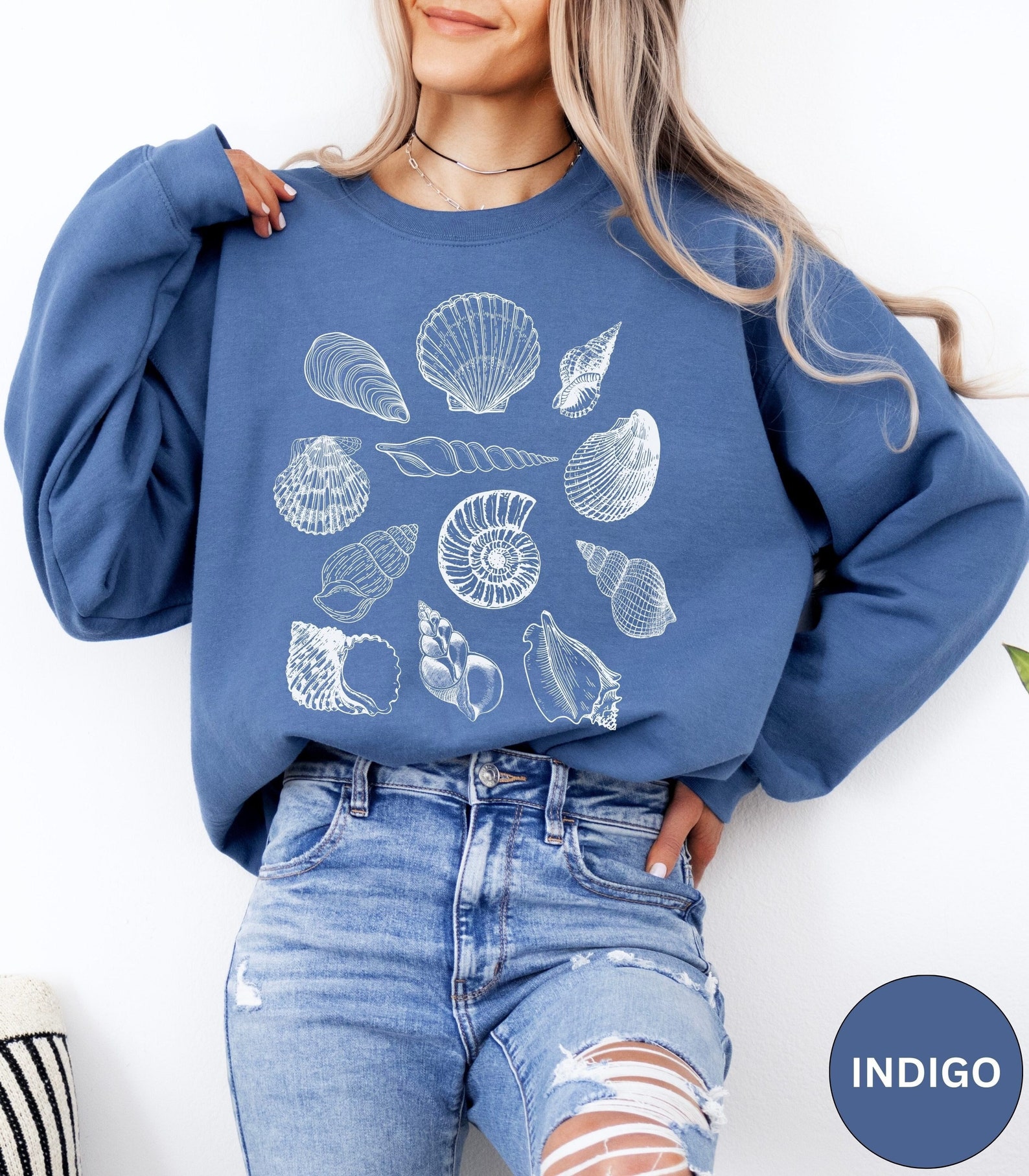 Seashell Summer Beach Vacation Crewneck Sweatshirt,sea Shell Sweater ...
