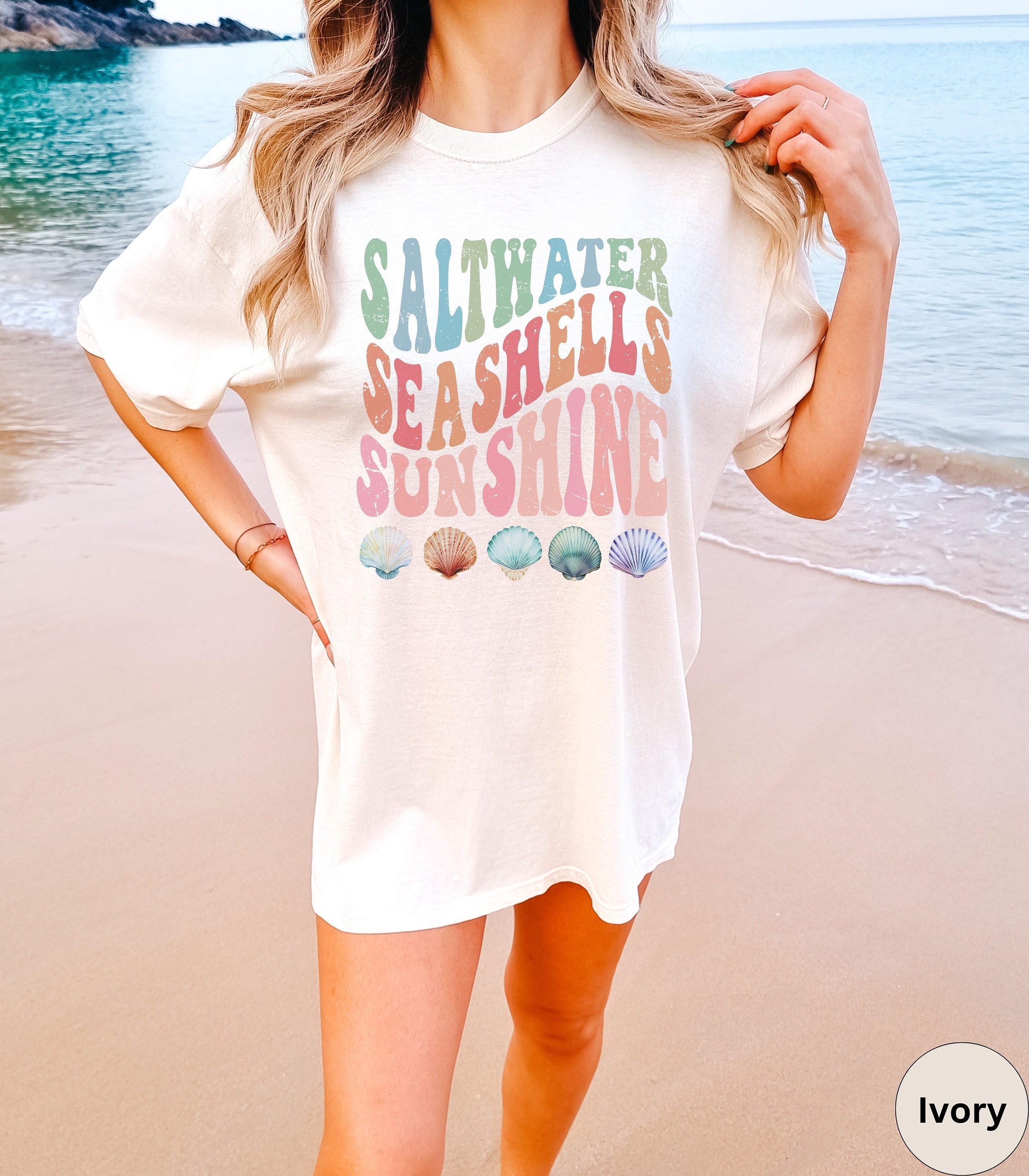 Retro Summer Beach Vacation Comfort Colors Shirt,saltwater Seashells ...
