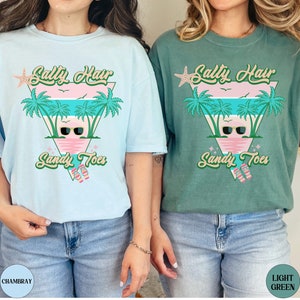 Retro Salty Hair Sandy Toes Comfort Colors Summer Beach Vacation Shirt ...
