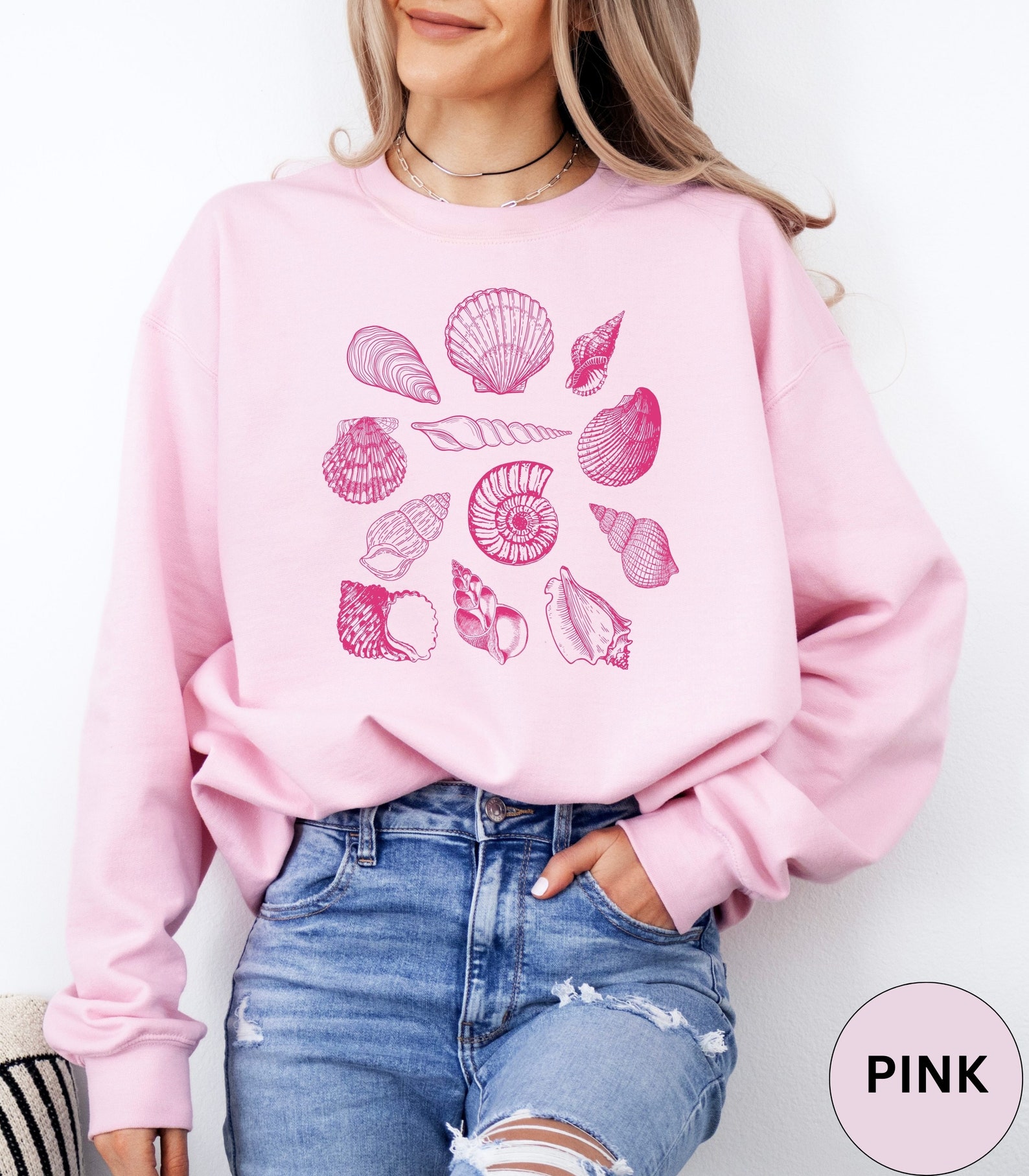 Seashell Summer Beach Vacation Crewneck Sweatshirt,sea Shell Sweater ...