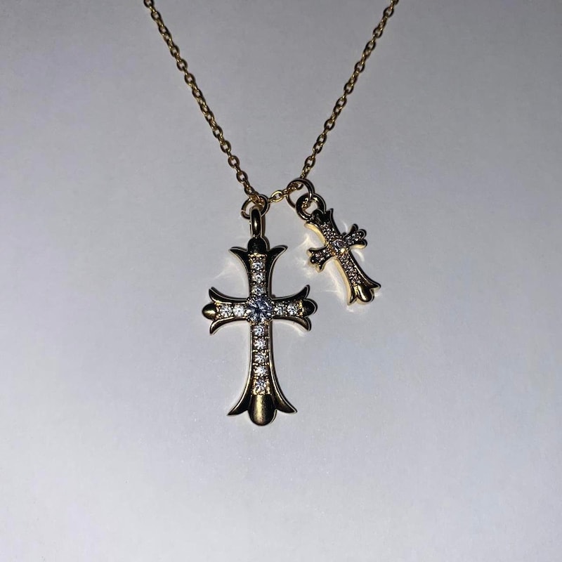 Double Cross Necklace - Etsy