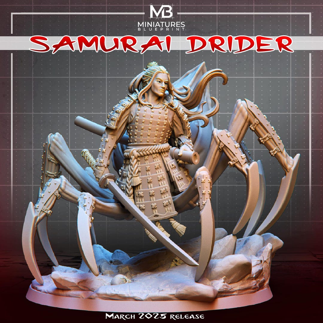 Samurai Drider - Miniatures Blueprint | Monster | Fighter | Drow | Boss ...