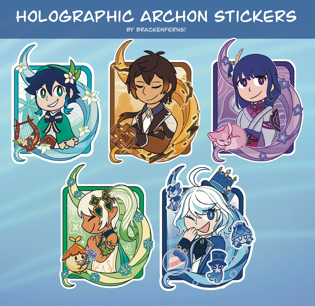 Holographic Archon Portrait Stickers Genshin Impact - Etsy
