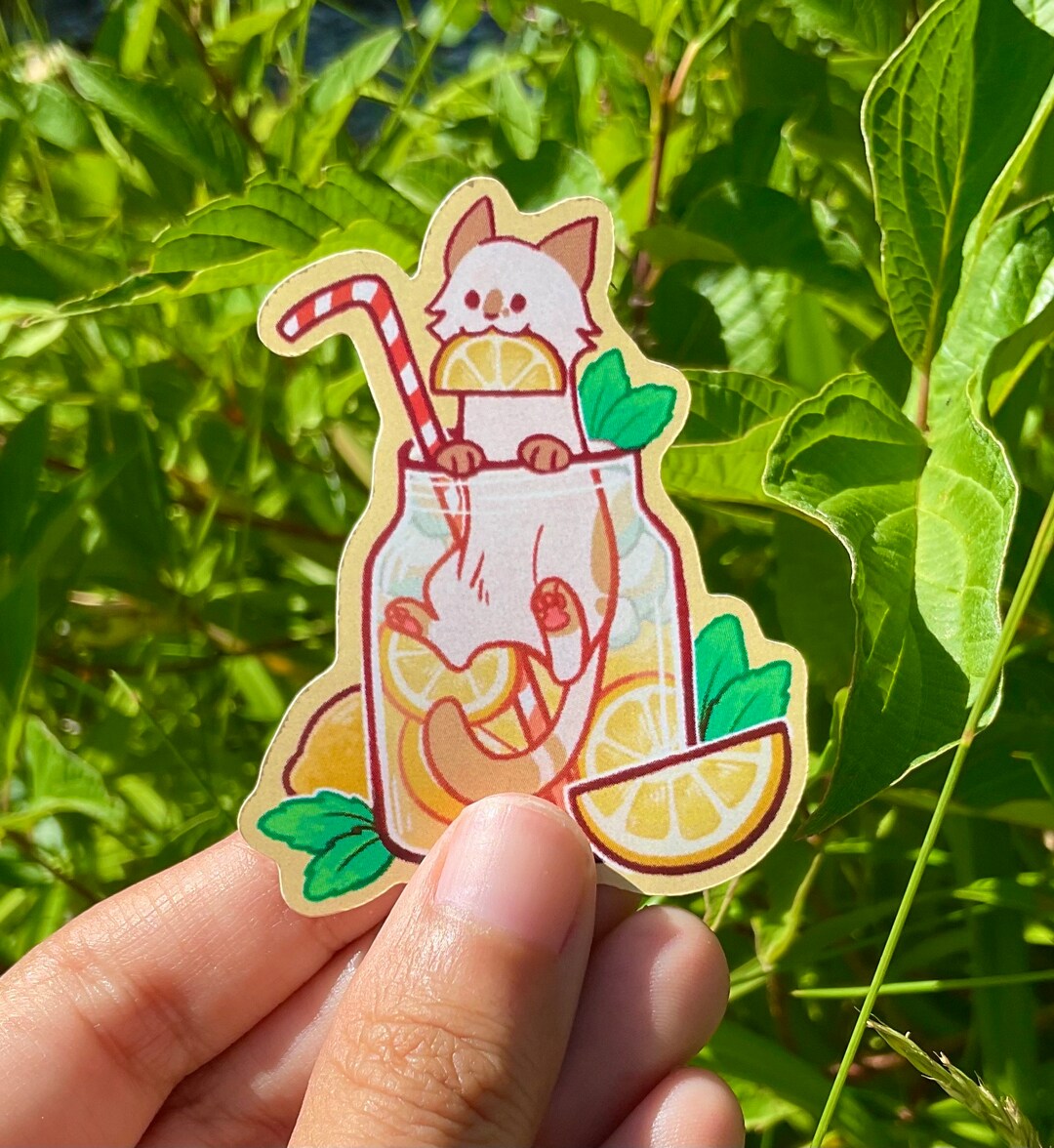 Lemonade Cat || Cute Vinyl Sticker - Etsy