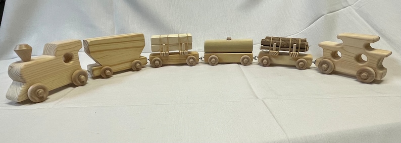 6-piece Large Wood Toy Train Set - Etsy