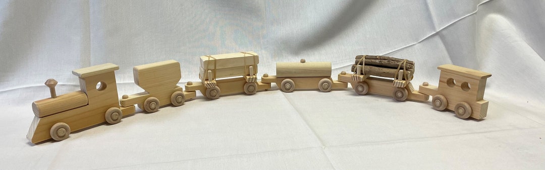 6-piece Wood Toy Train Set - Etsy