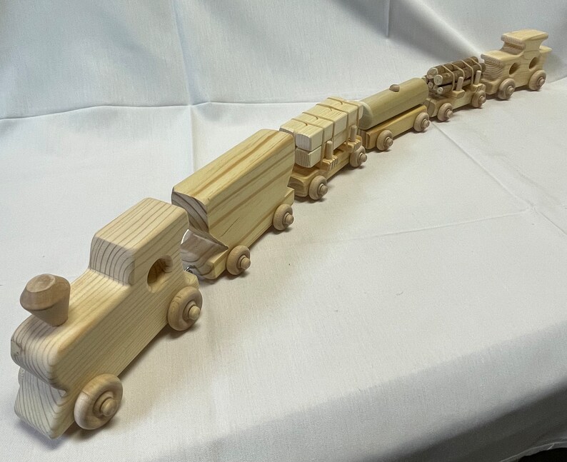 6-piece Large Wood Toy Train Set - Etsy