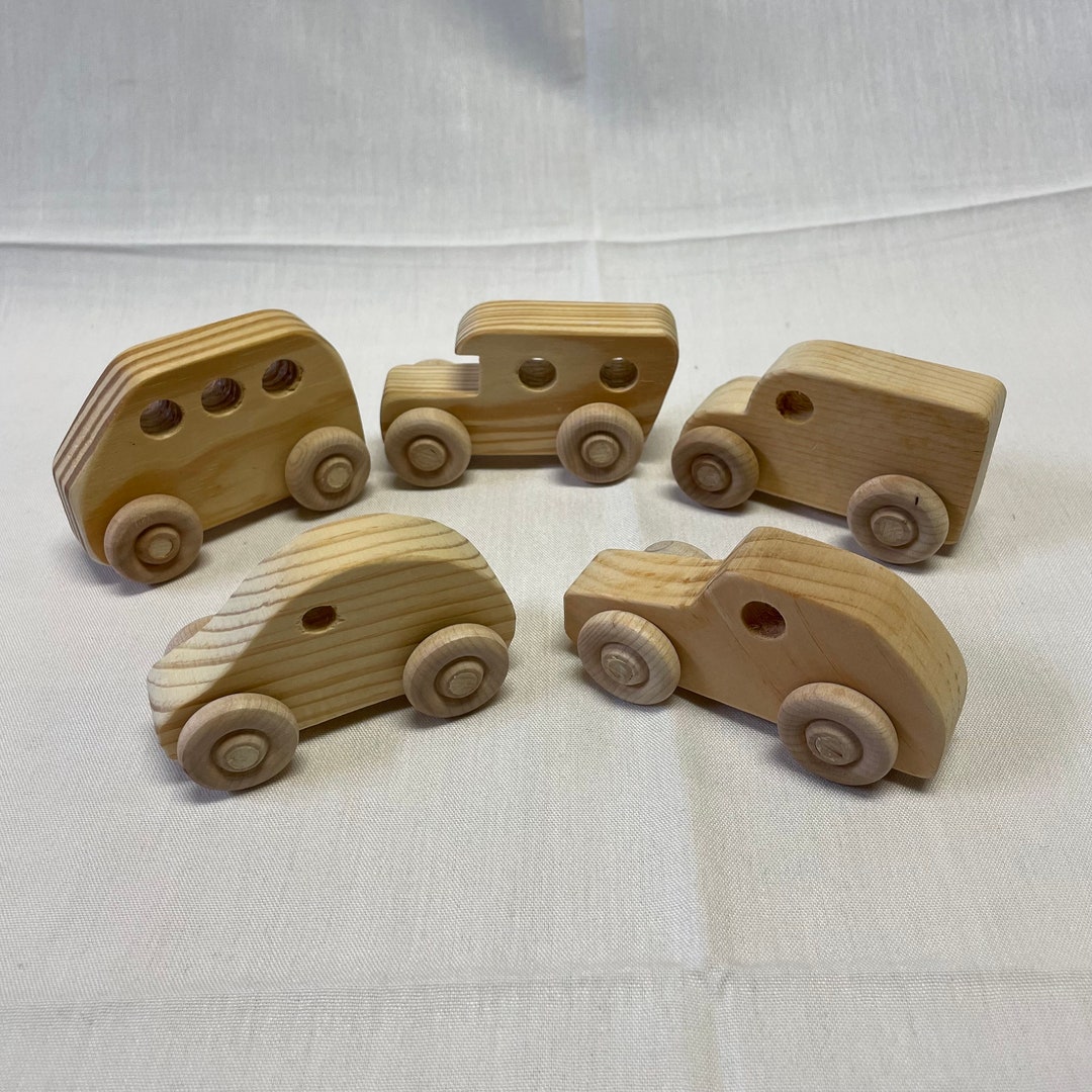 Children's Wood Toy Mini Cars, Set of 5 - Etsy