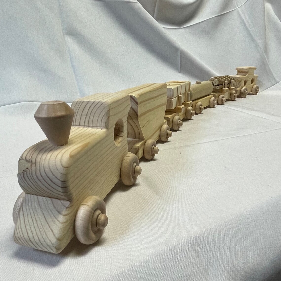 6-piece Large Wood Toy Train Set - Etsy
