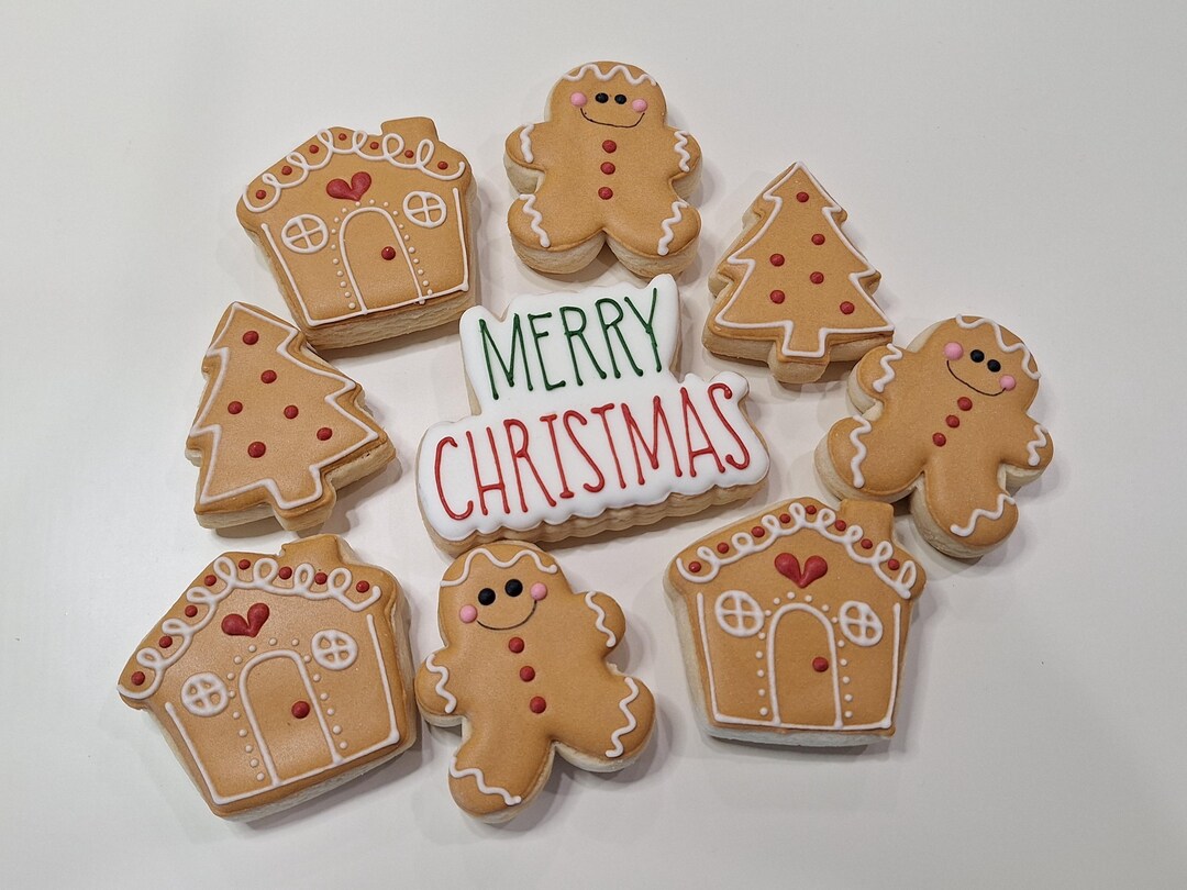 Gingerbread Themed SUGAR COOKIES Mini Christmas Cookies (10 per Box) - Etsy