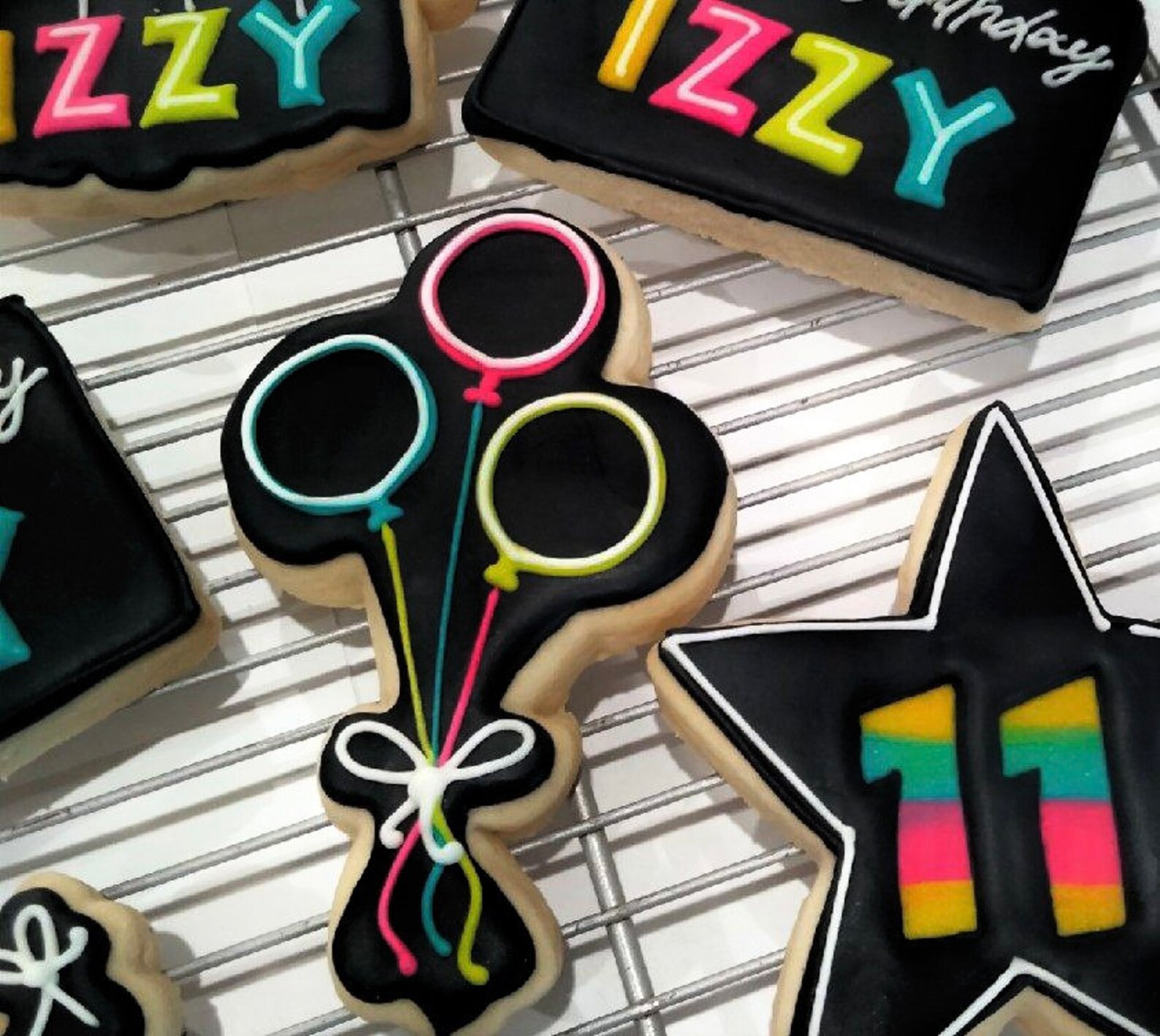 Neon Birthday Cookies 1 Dozen - Etsy